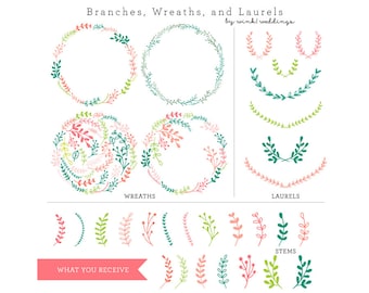Chalkboard Laurels Clipart / Wreaths Banners Arrows Chalk / Clip Art ...