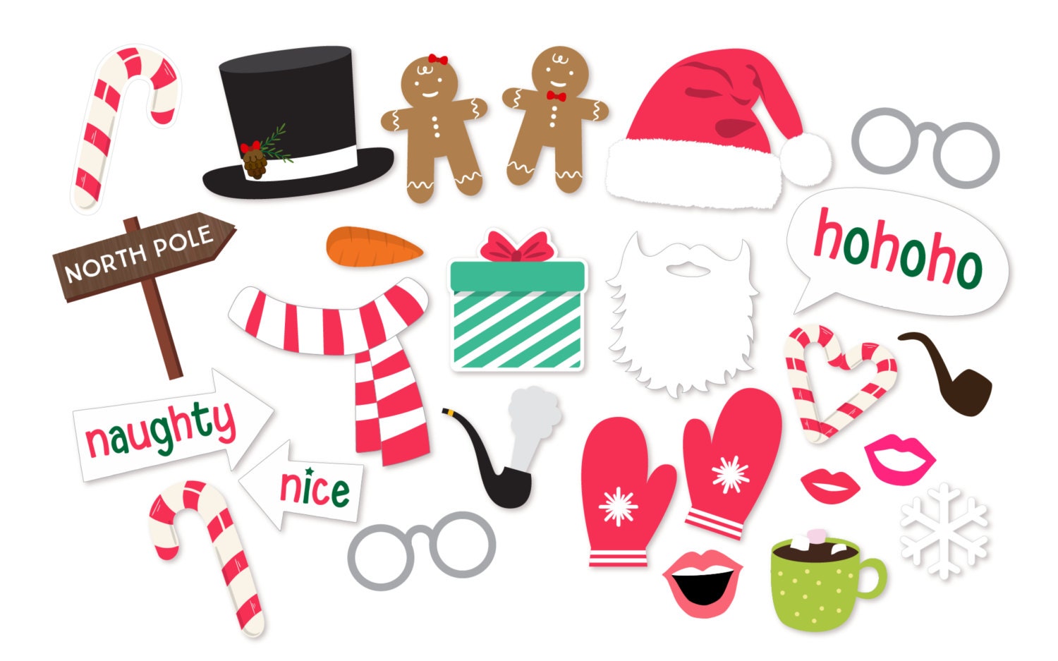 Christmas Photo Booth Props Christmas Party Props Holiday - Etsy