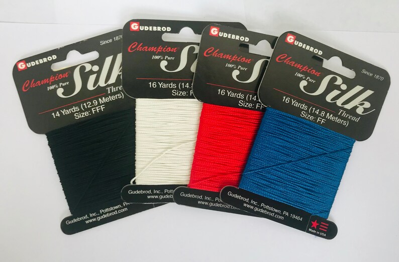 16 Cards Gudebrod Champion 100% Pure 3-ply Silk Bead Cord Thread, Size ...