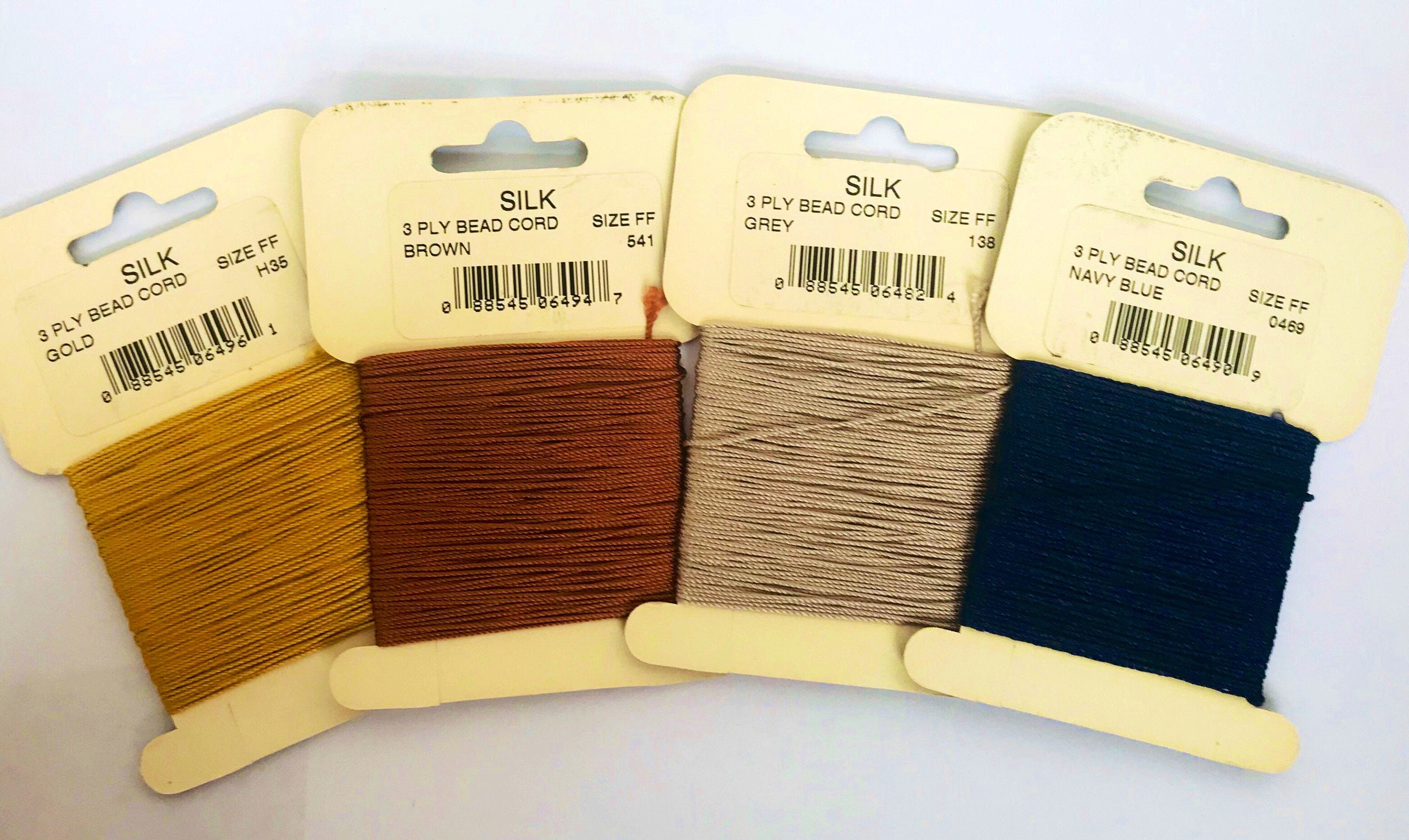 16 Cards Gudebrod Champion 100% Pure 3-ply Silk Bead Cord Thread, Size ...