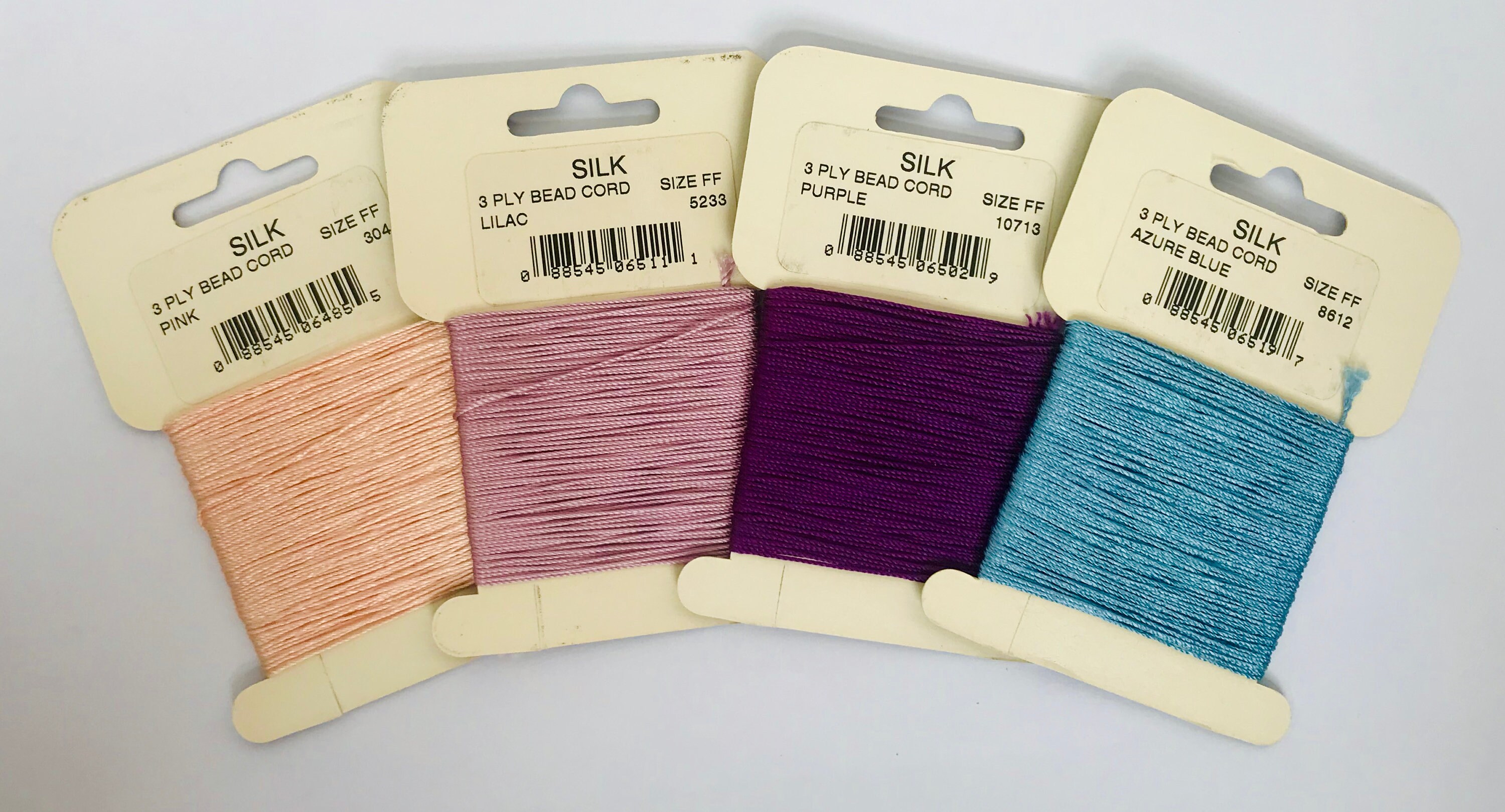 16 Cards Gudebrod Champion 100% Pure 3-ply Silk Bead Cord Thread, Size ...