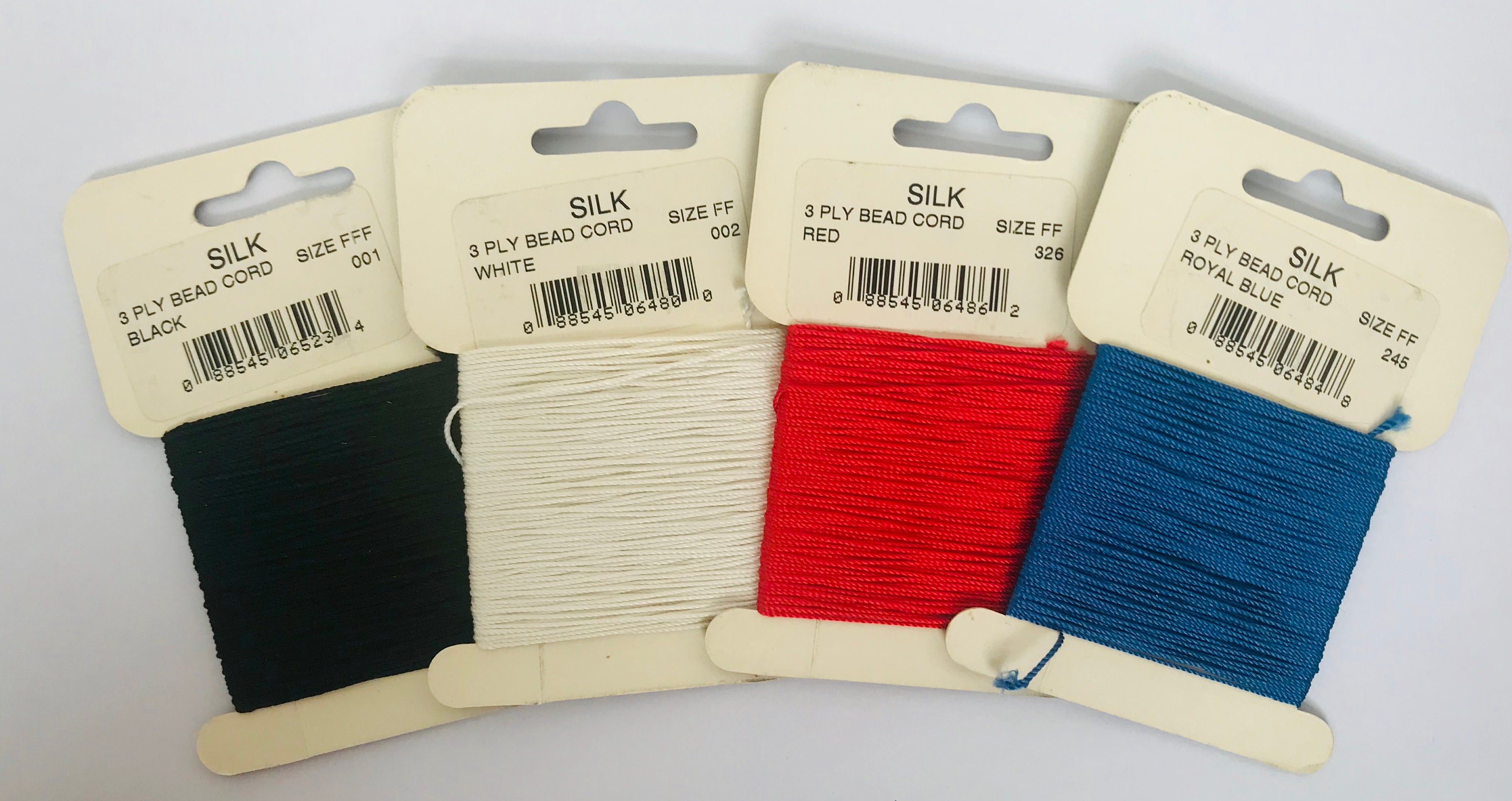 16 Cards Gudebrod Champion 100% Pure 3-ply Silk Bead Cord Thread, Size ...