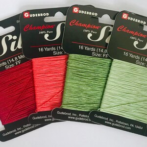 16 Cards Gudebrod Champion 100% Pure 3-ply Silk Bead Cord Thread, Size ...