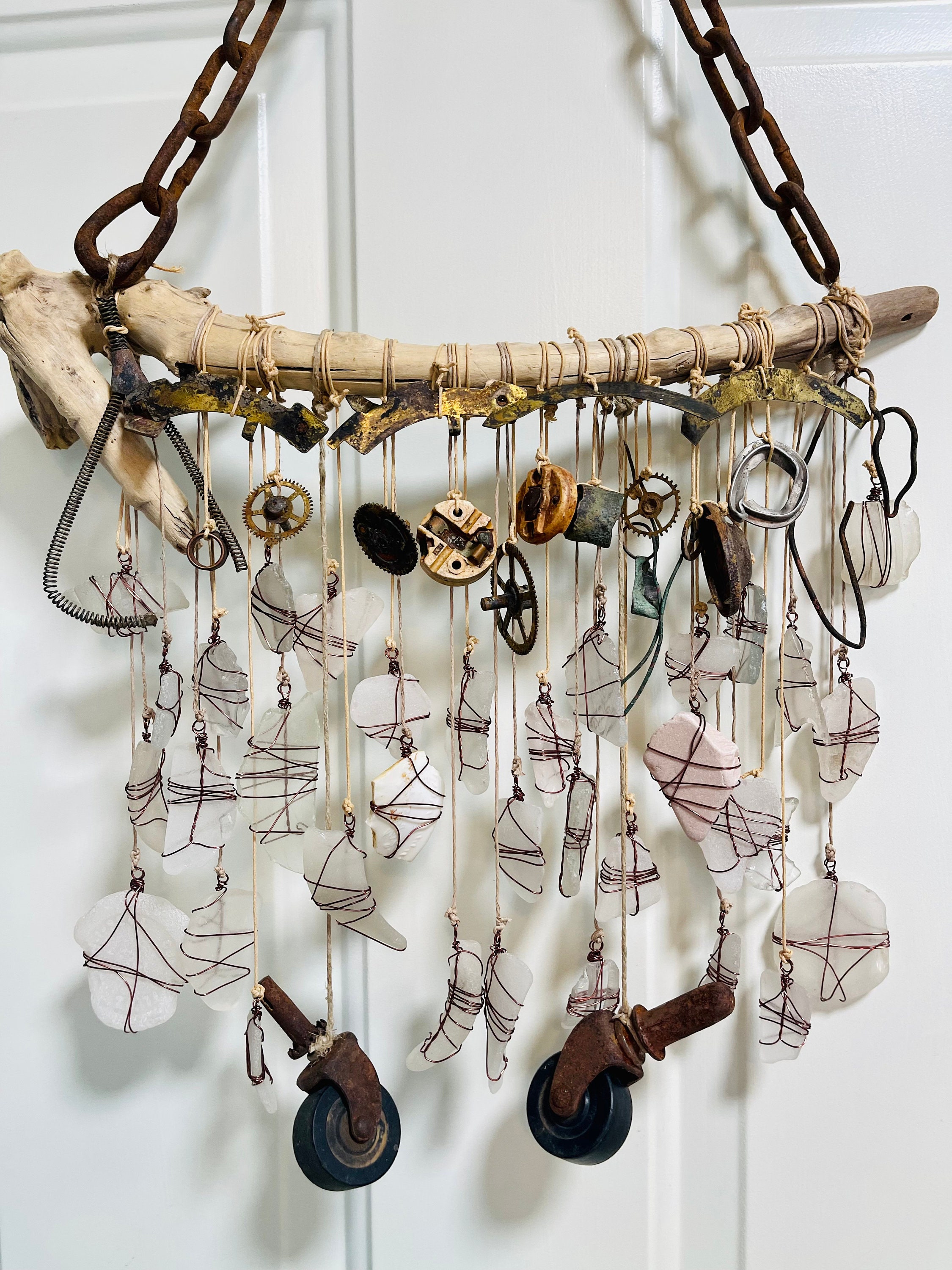 Rusty Metal Seaglass Suncatcher Glass Window Art Whimsical Sun Catcher ...