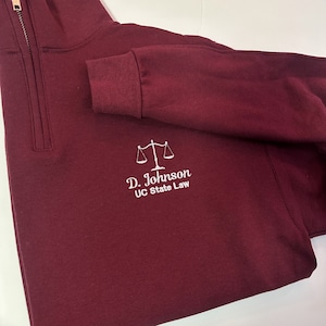 Personalized Law School Sweatshirt for Women & Men, Custom Quarter Zip ...