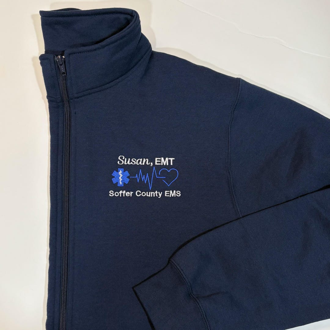EMT EMS Custom Full Zip Sweatshirt With Pockets, Rescue, Fire, Shirt 1/ ...