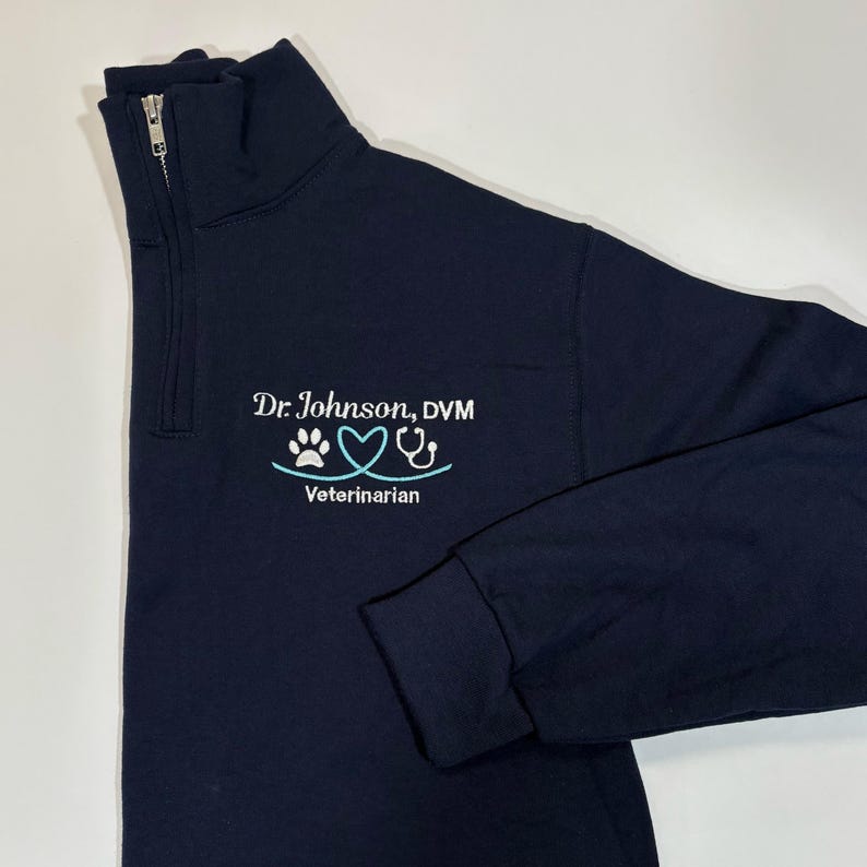 Quarter Zip Vet Sweatshirt, Personalized Gift for Veterinarian, Vet ...