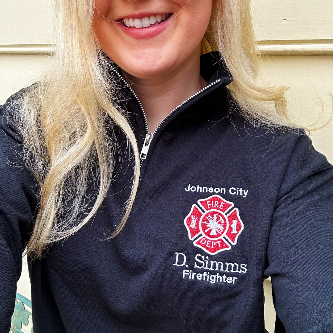 Firefighter Custom Quarter Zip Collar Sweatshirt, Rescue, Fire, Squad ...