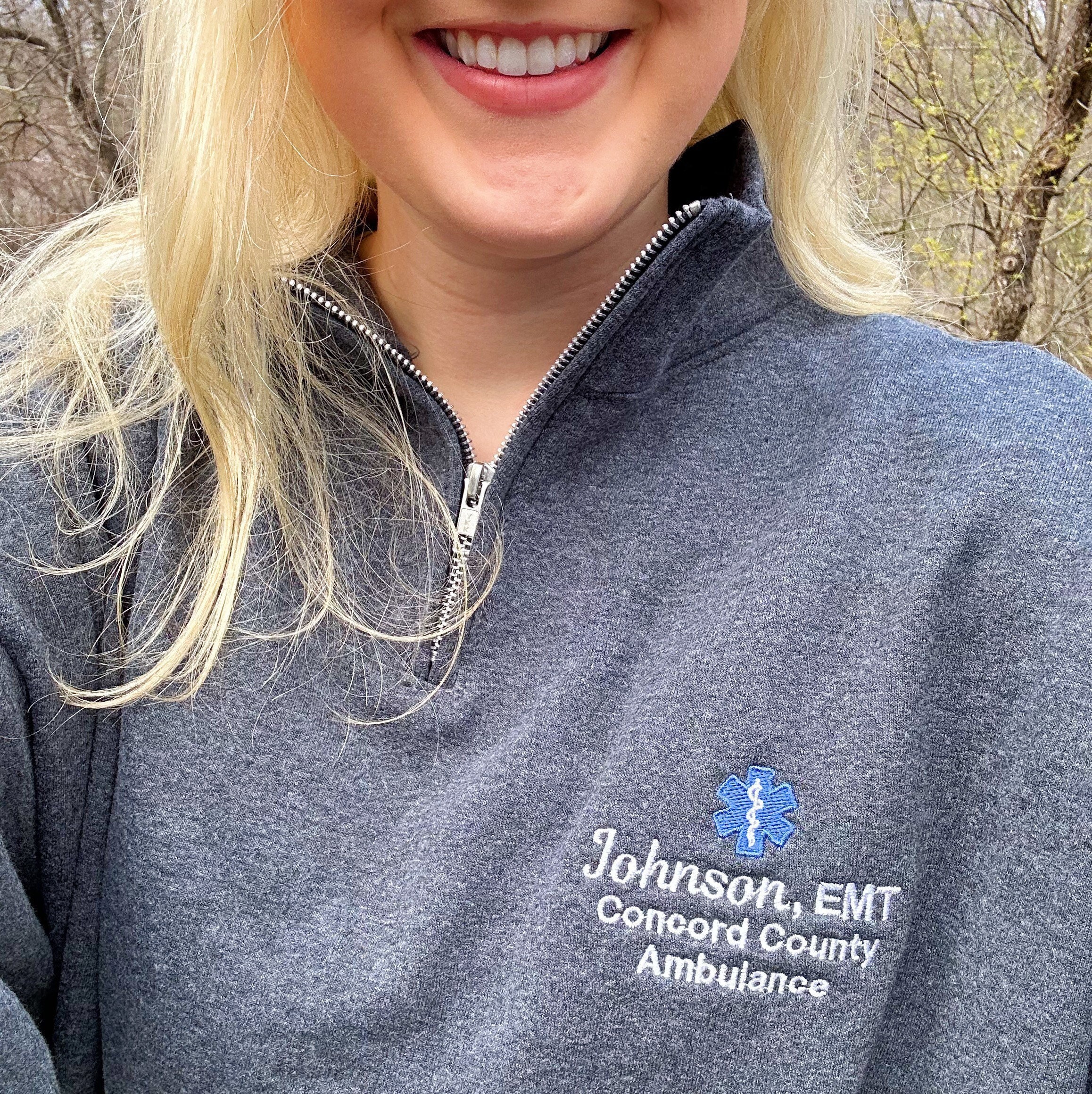 EMT EMS Custom Quarter Zip Collar Sweatshirt, Rescue, Fire, Shirt 1/4 ...