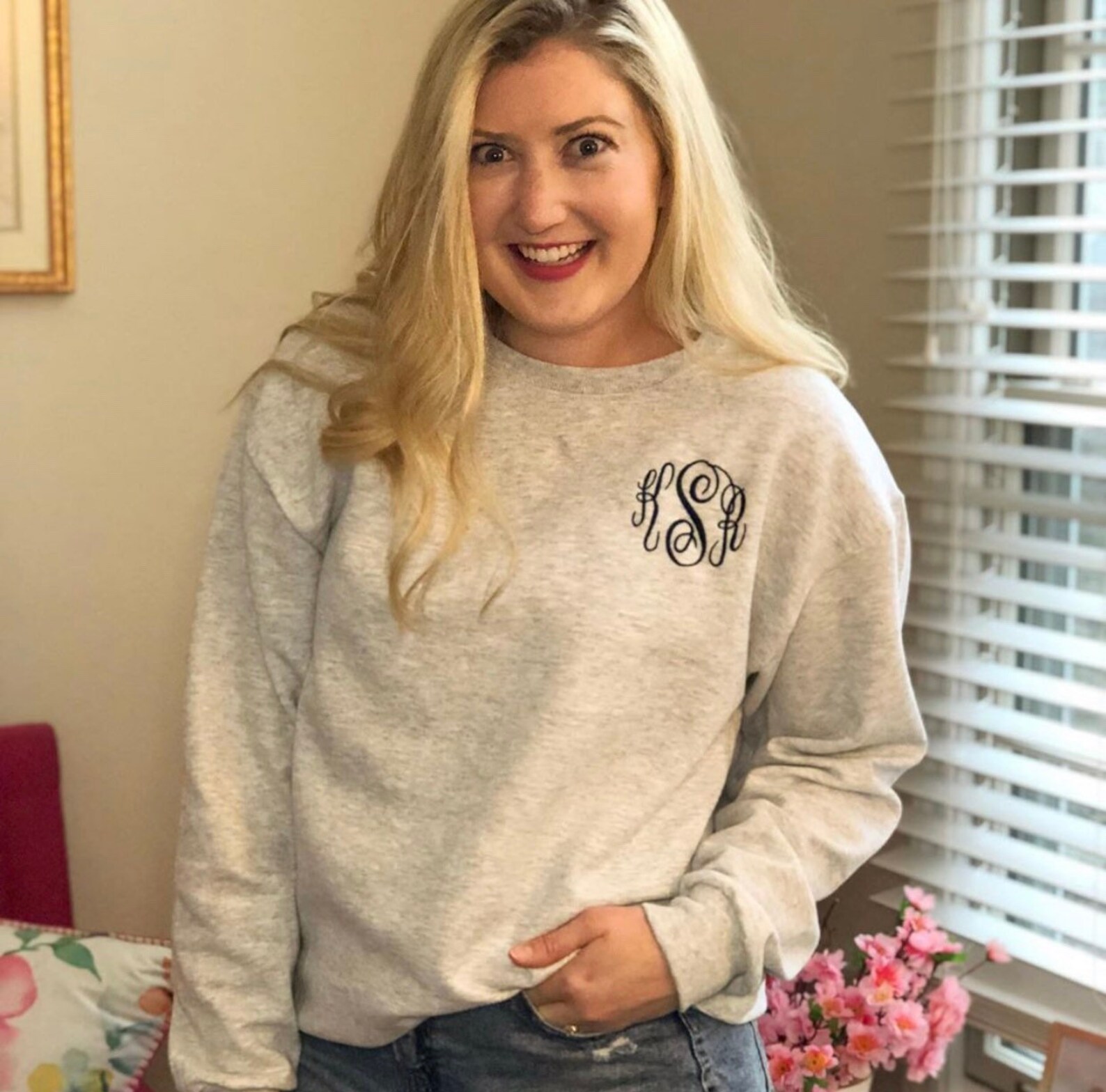 Monogram Sweatshirt for Women | Monogrammed Pullover Crewneck Sweater ...