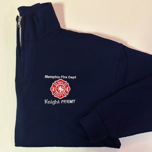 Firefighter Custom Quarter Zip Collar Sweatshirt, Rescue, Fire, Squad ...