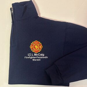 Firefighter Custom Quarter Zip Collar Sweatshirt, Rescue, Fire, Squad ...
