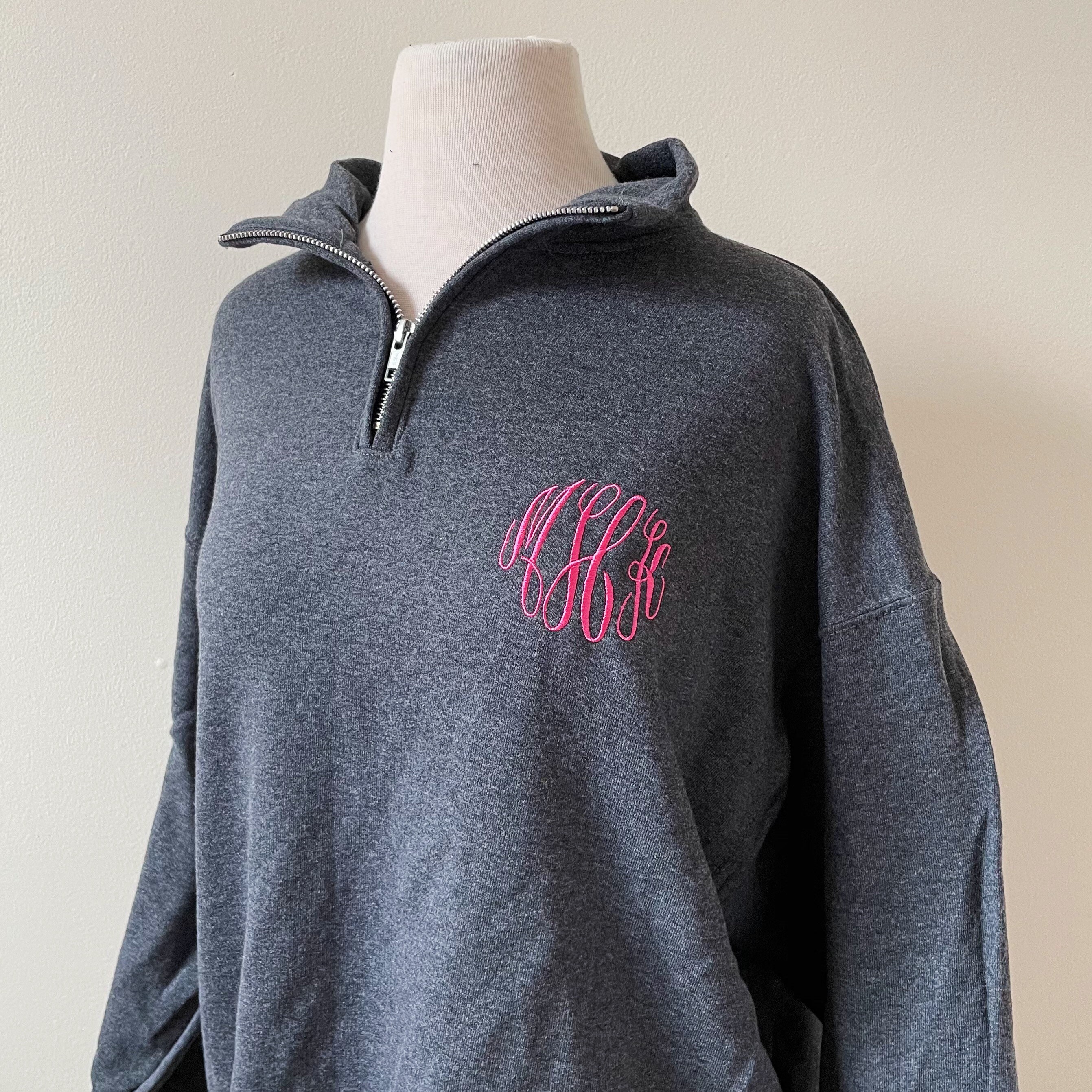 Monogram Sweatshirt for Women | Monogrammed Quarter Zip Fleece Pullover ...