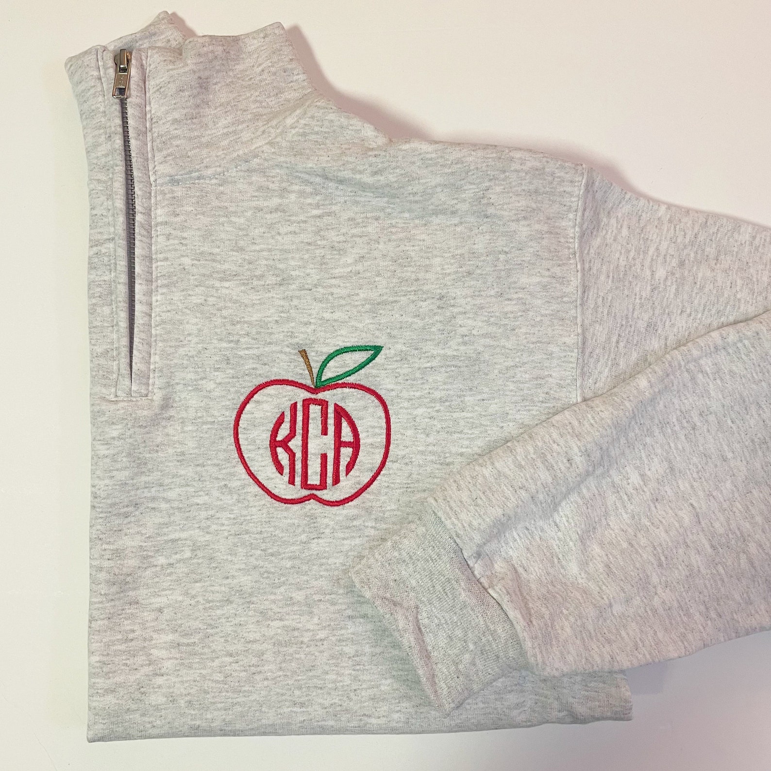 Monogram Apple Sweatshirt for Teachers | Monogrammed Pullover Crewneck ...