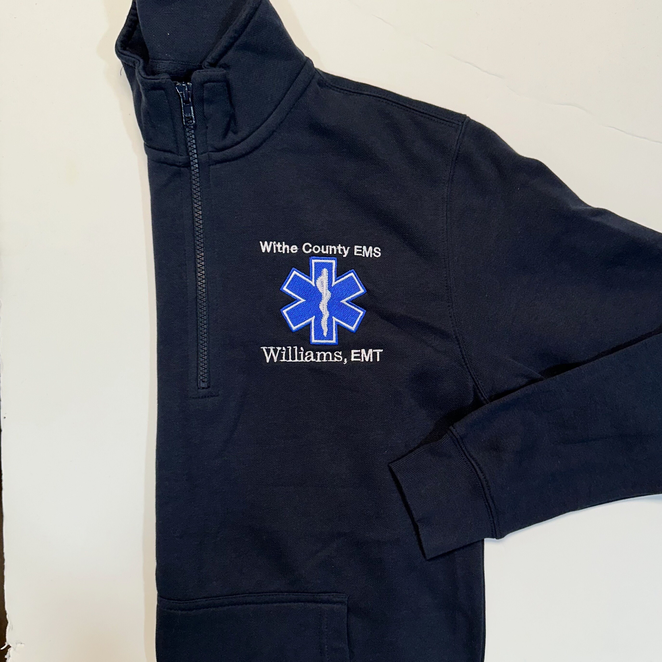 EMT EMS Custom Quarter Zip Collar Sweatshirt With Pocket, Rescue, Fire ...