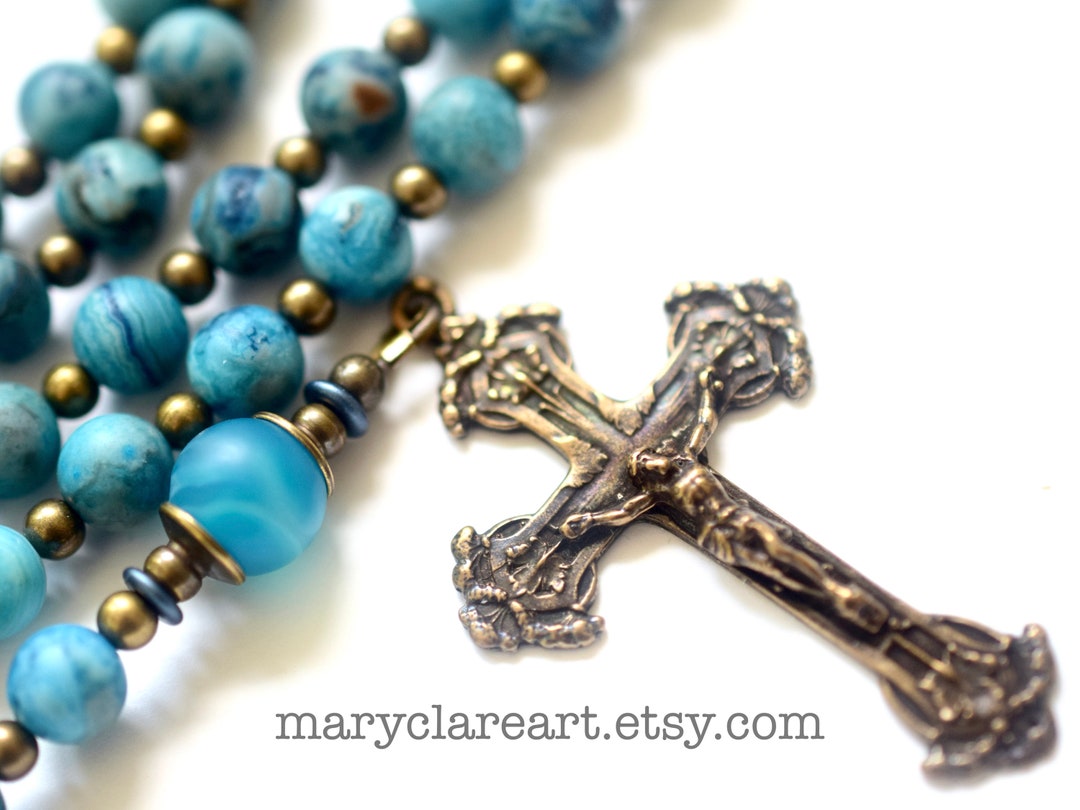 Stir up the Sea Handcrafted Rosary, Catholic Rosary, Hand Strung Rosary, Five Decade Rosary ...