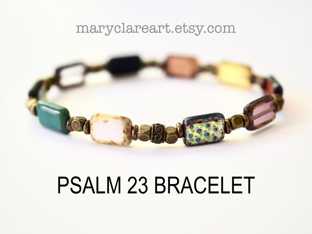 Psalm 23 Bracelet, Prepare A Table, Rectangular Beads, Chicklet Beads ...