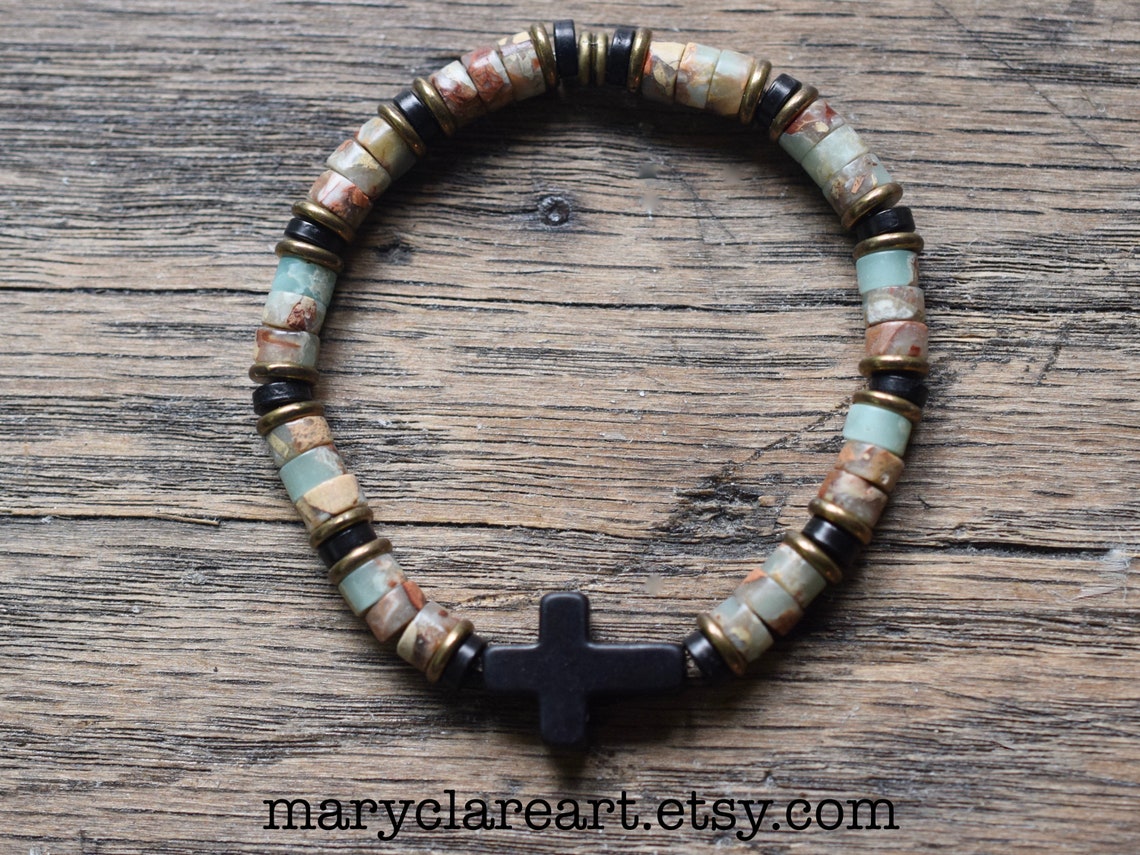 Walk by Faith Beaded Cross Bracelet, Cross Bracelet for Men, Men's ...