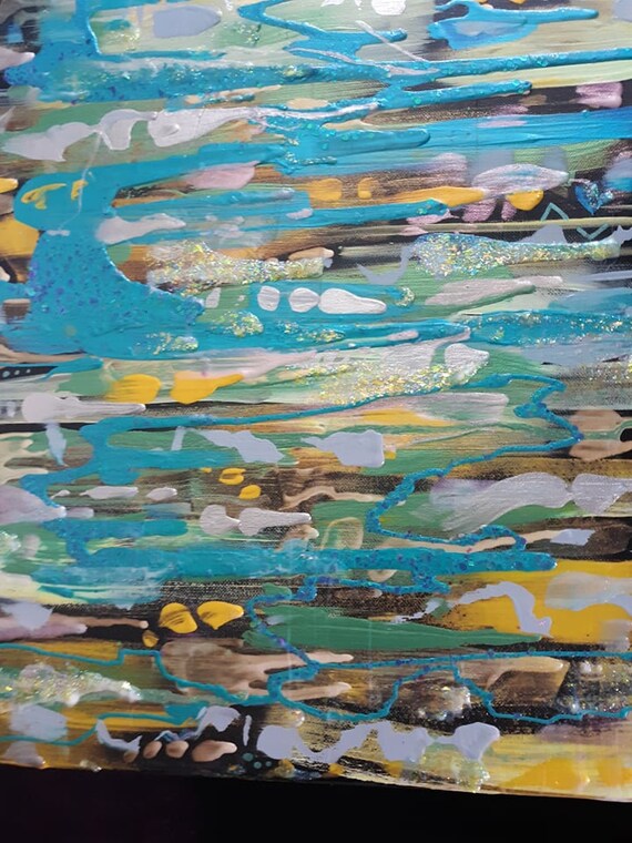 Art & Collectibles Painting Spilling Light-16x20 original abstract art ...