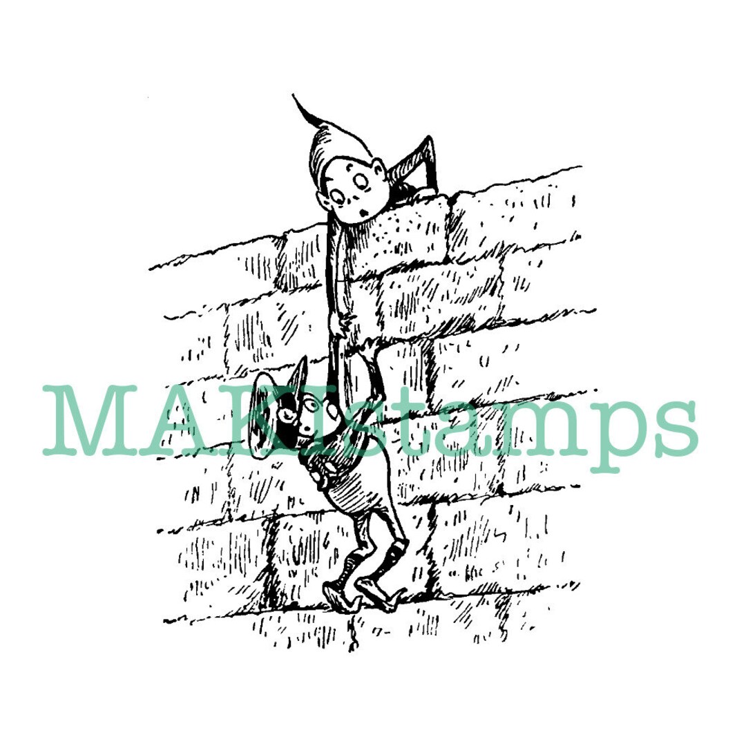 Brownie Helper Stamp / Rubber Art Stamp / Climb the Wall Stamp ...