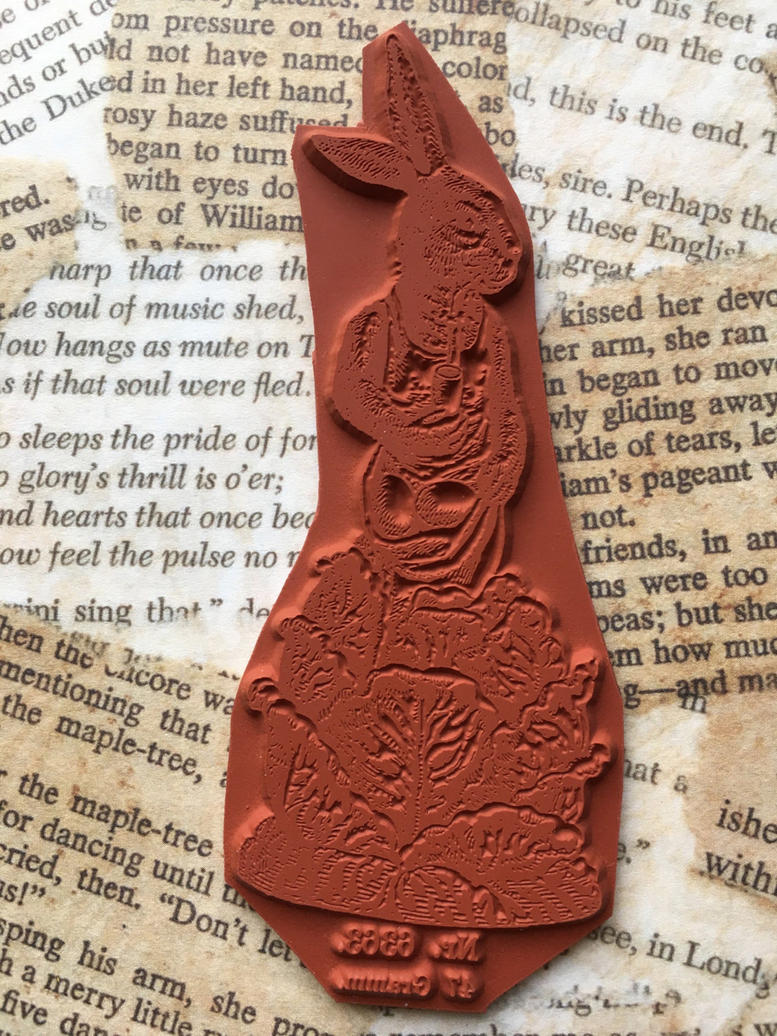 Vintage Rubber Art Rabbit Stamp / Easter Bunny With Eggs / Unmounted ...