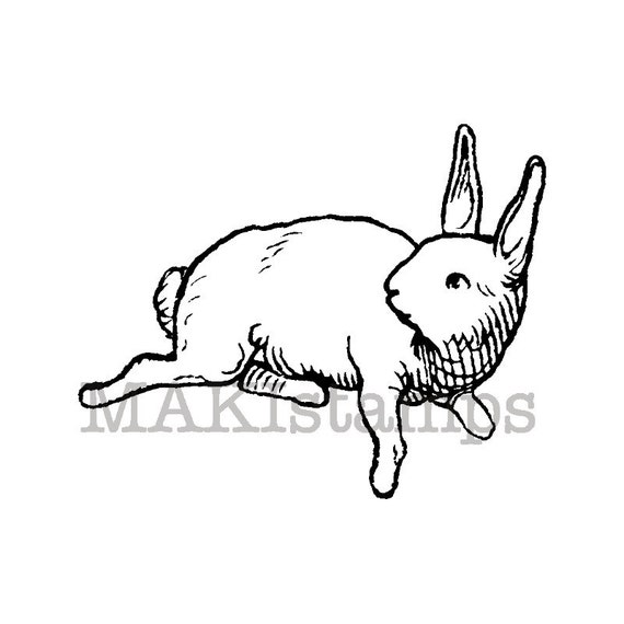 Running Rabbit Rubber Stamp / Unmounted Rubber Stamp 130712 | Etsy