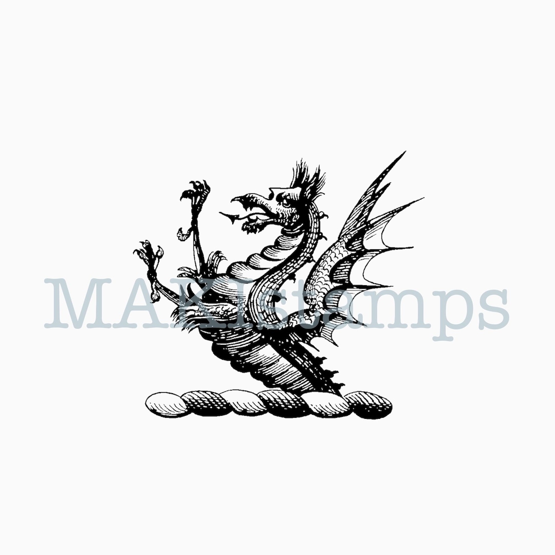 Rubber Stamp Dragon Heraldry - Unmounted Rubber or Cling Stamp Option ...