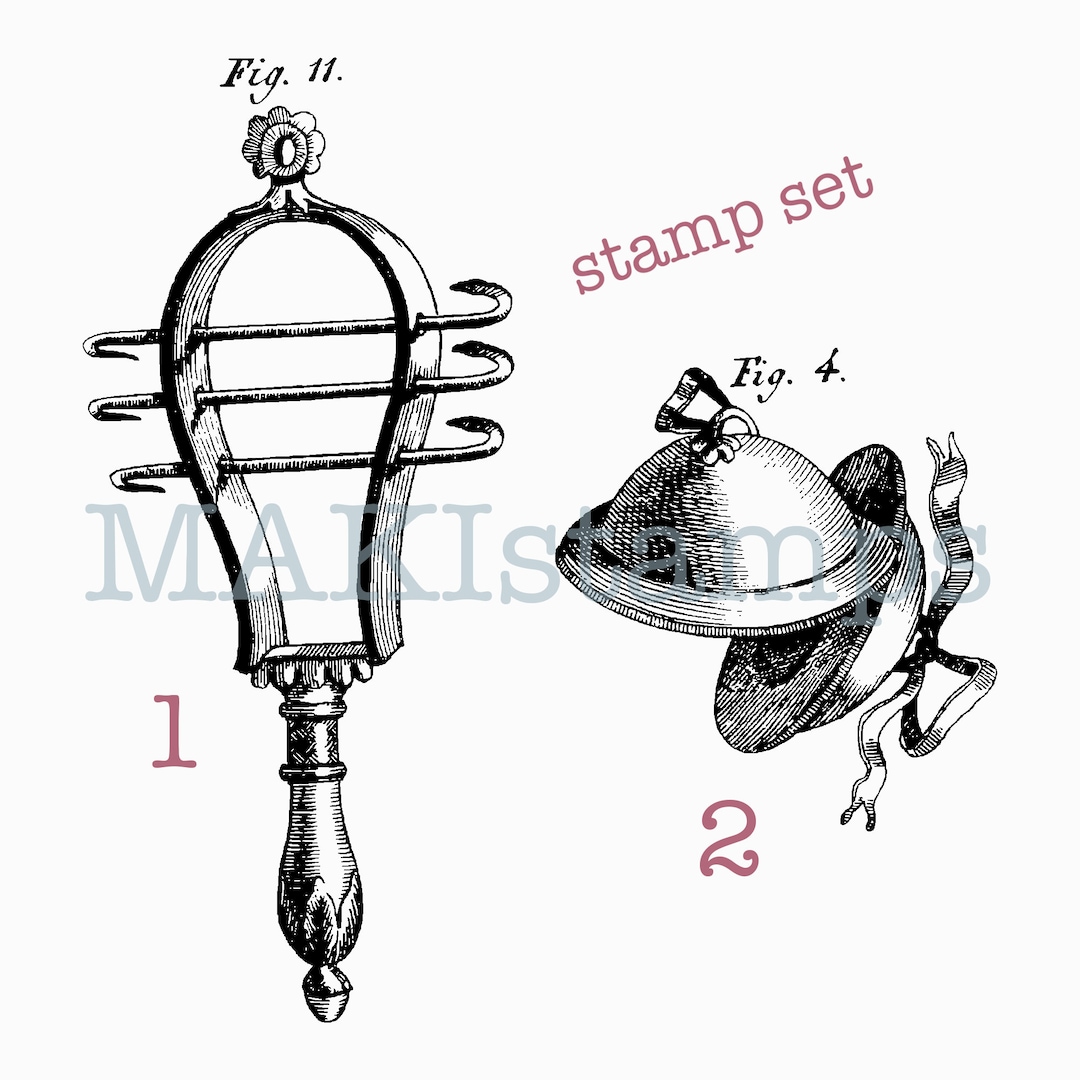 Rubber Stamp Set Medieval Musical Instruments - Unmounted Rubber Stamp ...