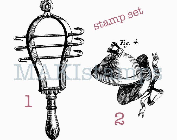Rubber Stamp Set Medieval Musical Instruments Unmounted Rubber Stamp or ...