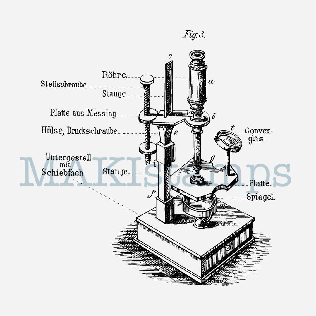 Rubber Art Stamp Vintage Microscope - Unmounted Rubber Stamp or Cling ...