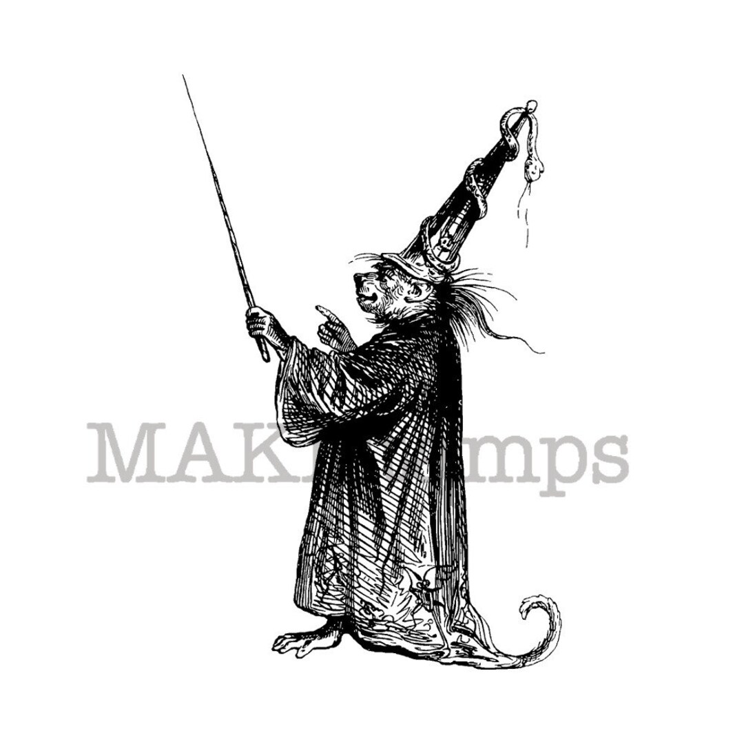 Halloween Rubber Stamp Sorcerer / Wizard Stamp Honoré De Grandville ...