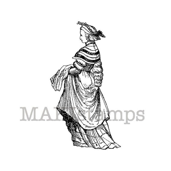 Renaissance Stamp / Art Rubber Stamp / Tudor Woman 140403 | Etsy