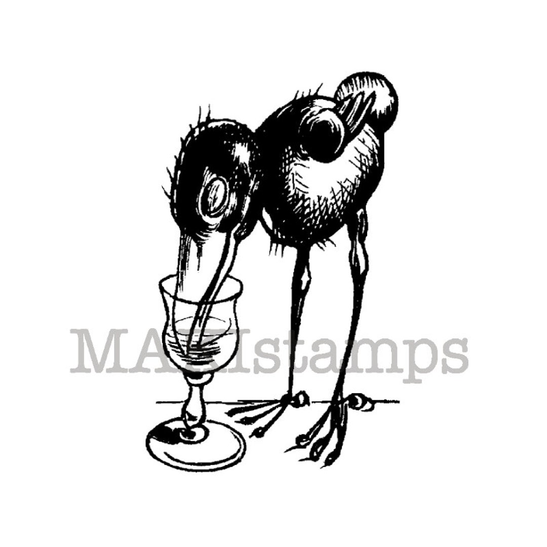 Raven Rubber Stamp of a Raven Tasting a Glass of Liquor / Unmounted ...