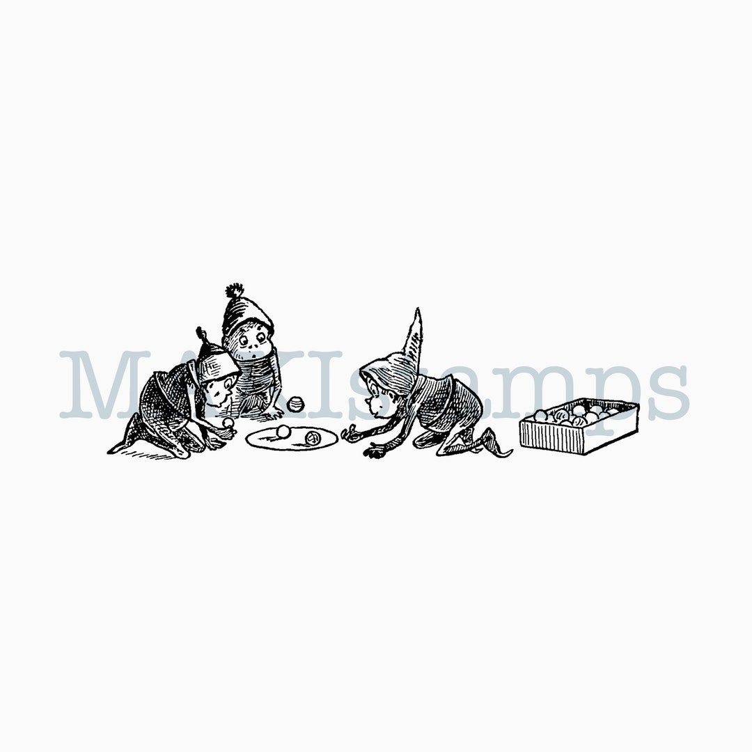 Toy Rubber Stamp Brownies Playing With Marbles - Unmounted Rubber Stamp ...