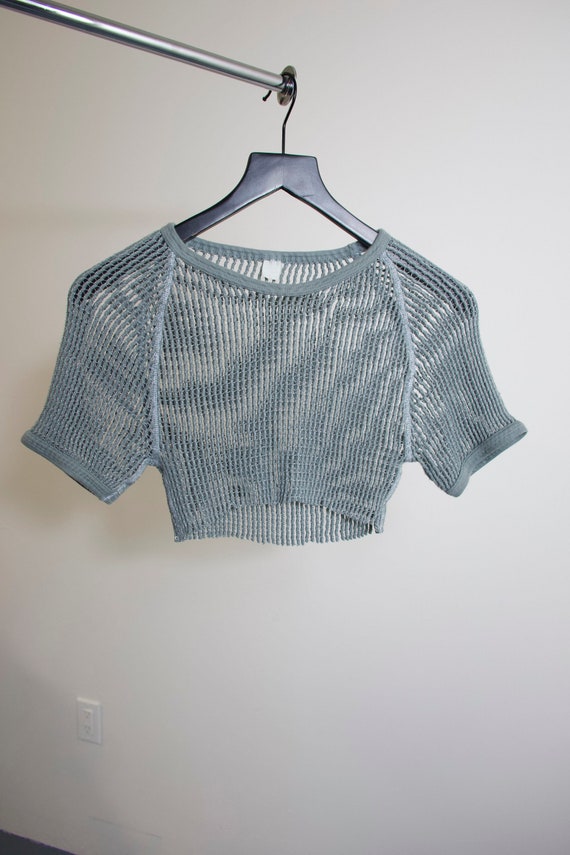 Grey Military Mesh Crop Top - Gem