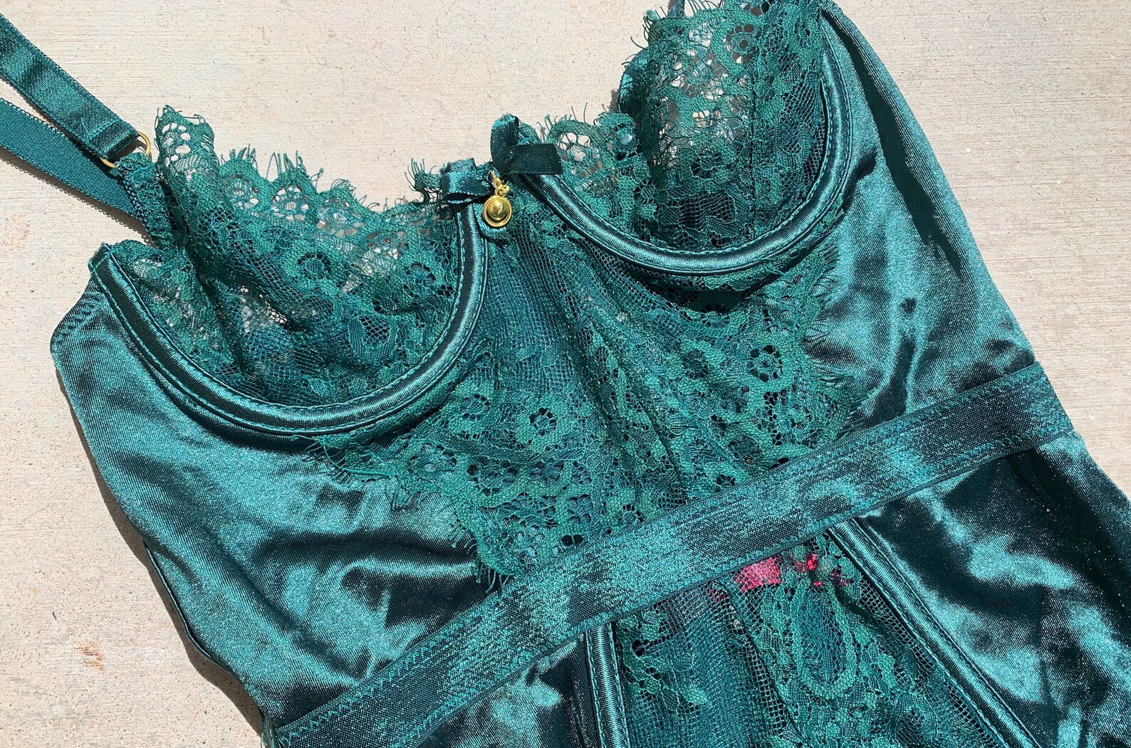 M Green Lace Corset Halter Top with Light Boning and Garter | Etsy