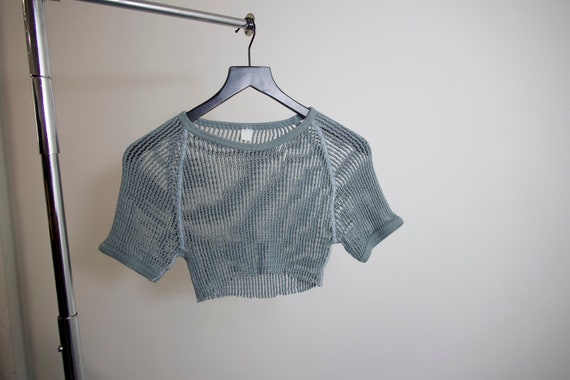Grey Military Mesh Crop Top - Gem