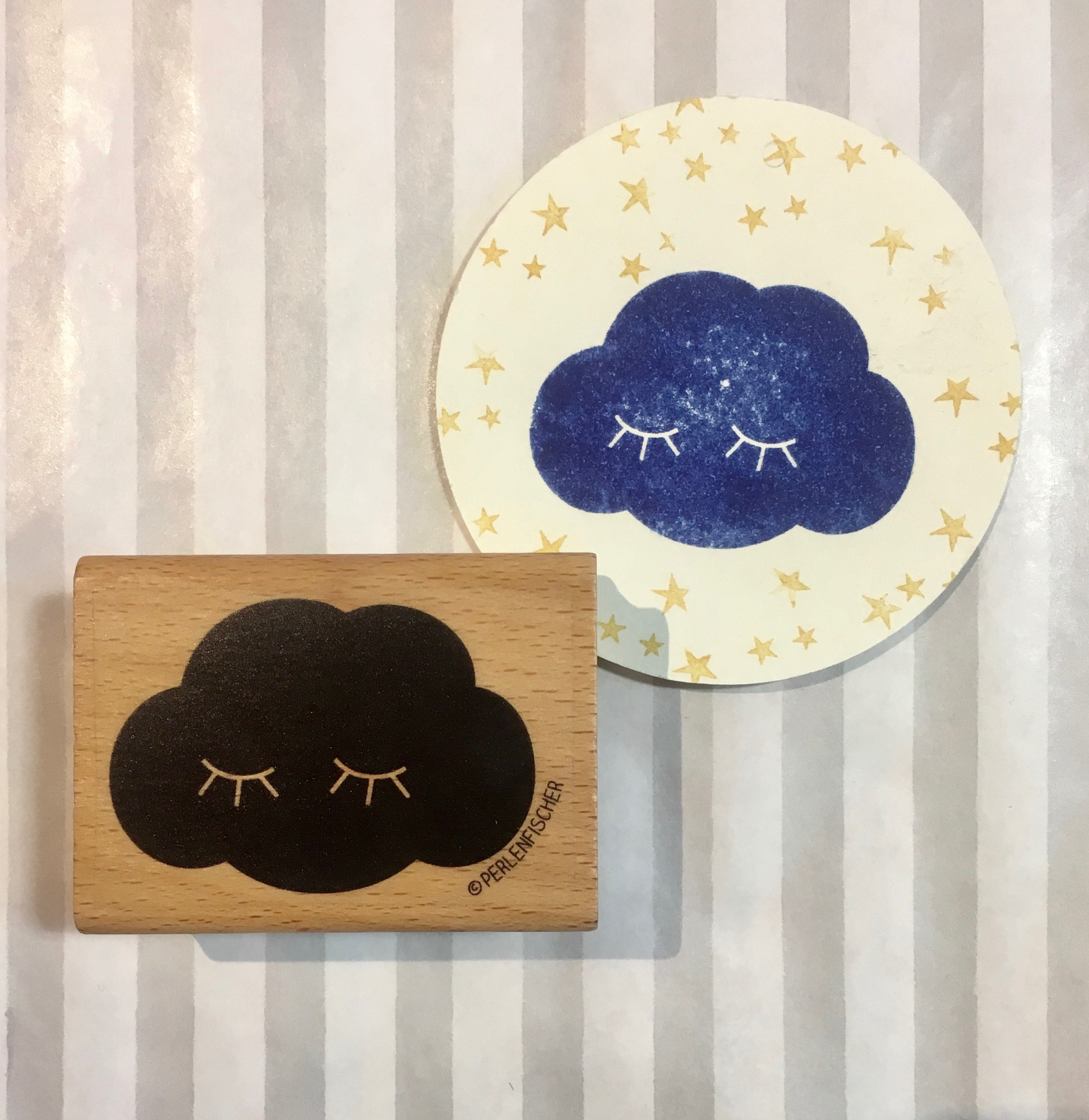 Wooden Mounted Cloud Rubber Stamp for Card Making, Letterpress Crafts ...