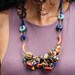 Bright Colorful Statement Necklace, Multicolored Beaded Necklace, Funky ...