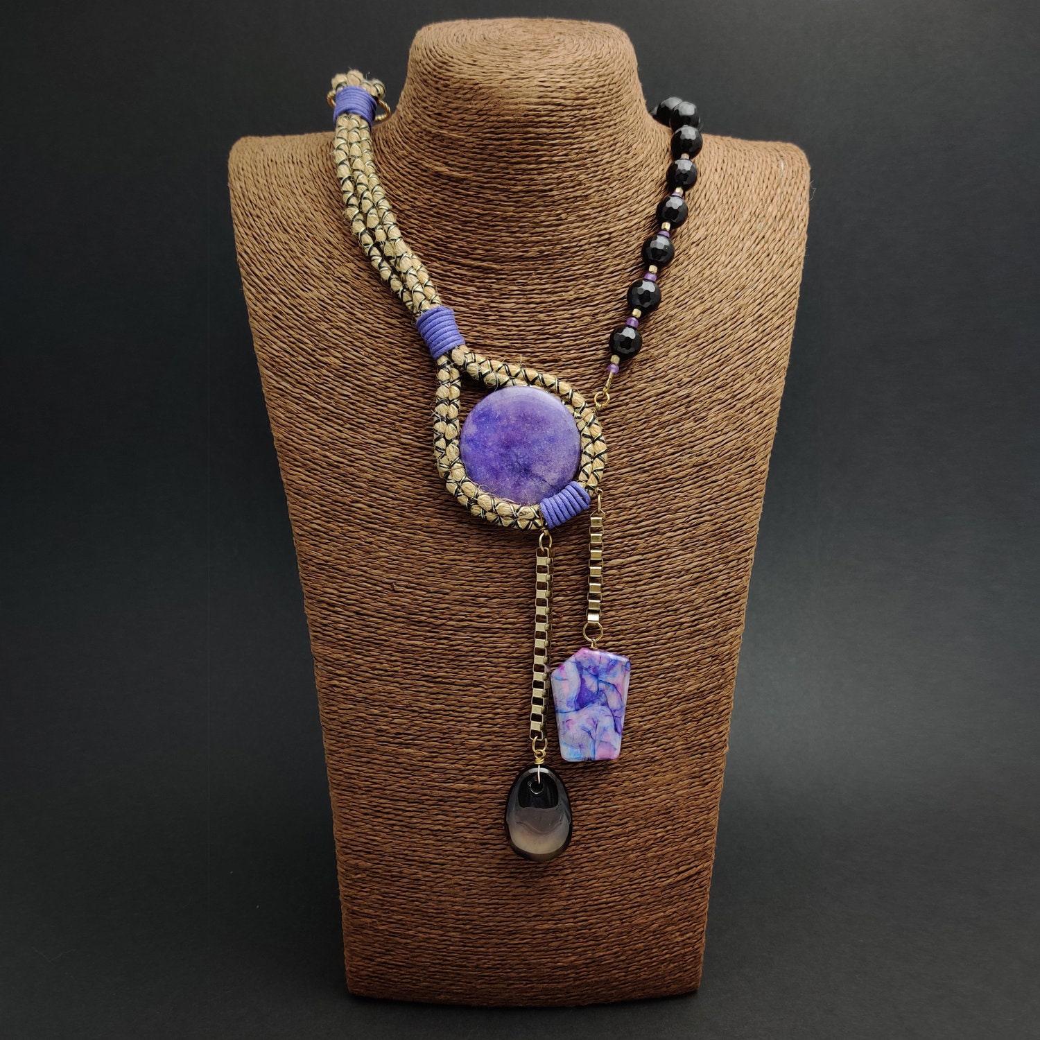 Abstract Statement Necklace Unique Modern Necklace Trendy Funky ...