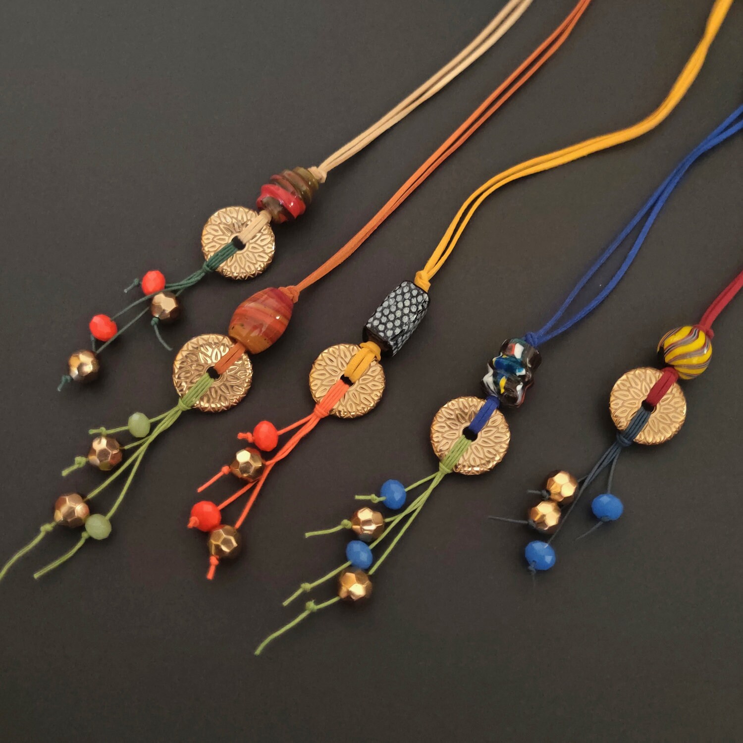 Colorful Bohemian Necklace, Long Boho Necklace, Bright Colors, Trendy ...