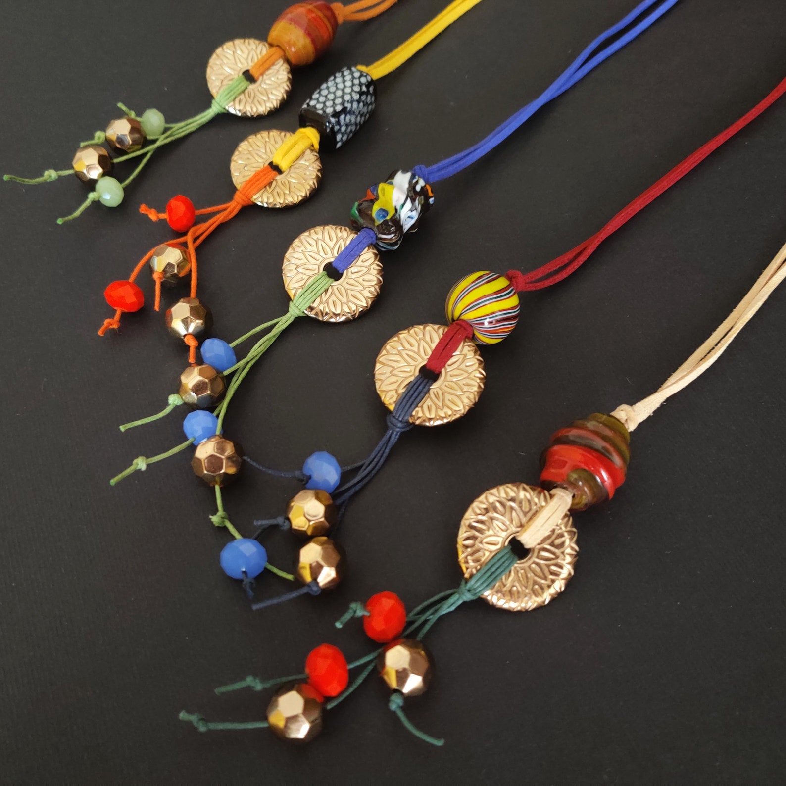 Colorful Bohemian Necklace, Long Boho Necklace, Bright Colors, Trendy ...