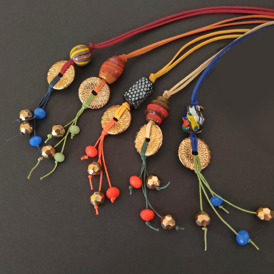 Colorful Bohemian Necklace, Long Boho Necklace, Bright Colors, Trendy ...