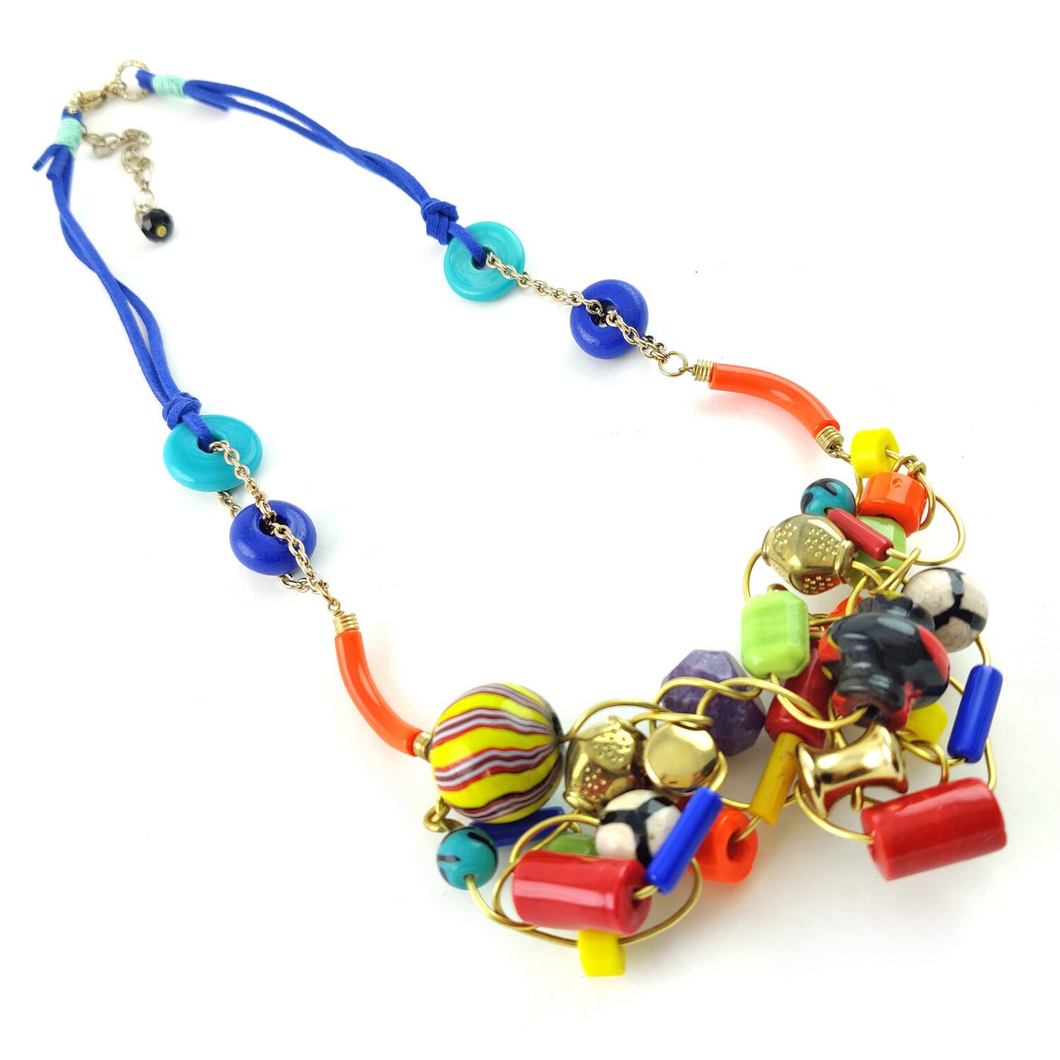 Bright Colorful Statement Necklace, Multicolored Beaded Necklace, Funky ...