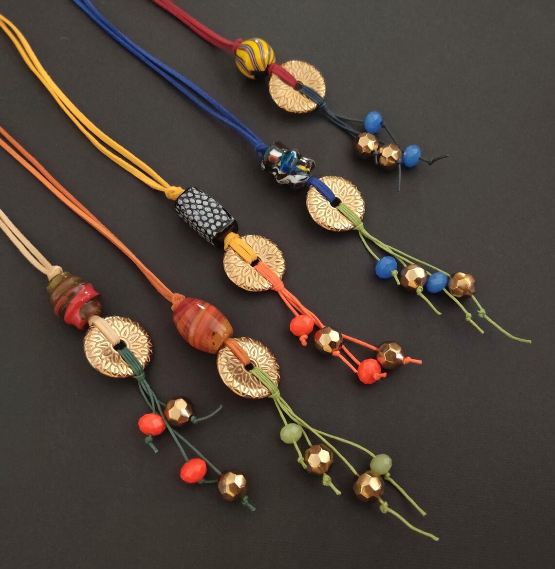Colorful Bohemian Necklace, Long Boho Necklace, Bright Colors, Trendy ...