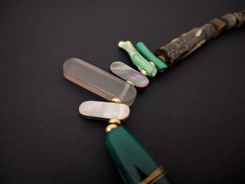 Big Bold Chunky Gemstone Statement Necklace Green Stone Bib - Etsy