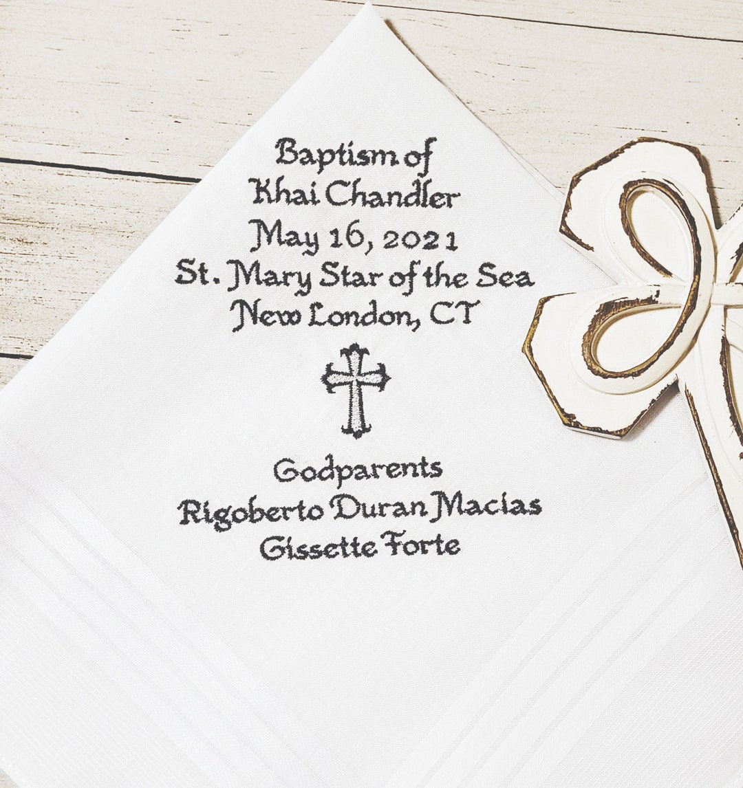 Baptism Handkerchief Keepsake, Personalized Baptism Handkerchief ...