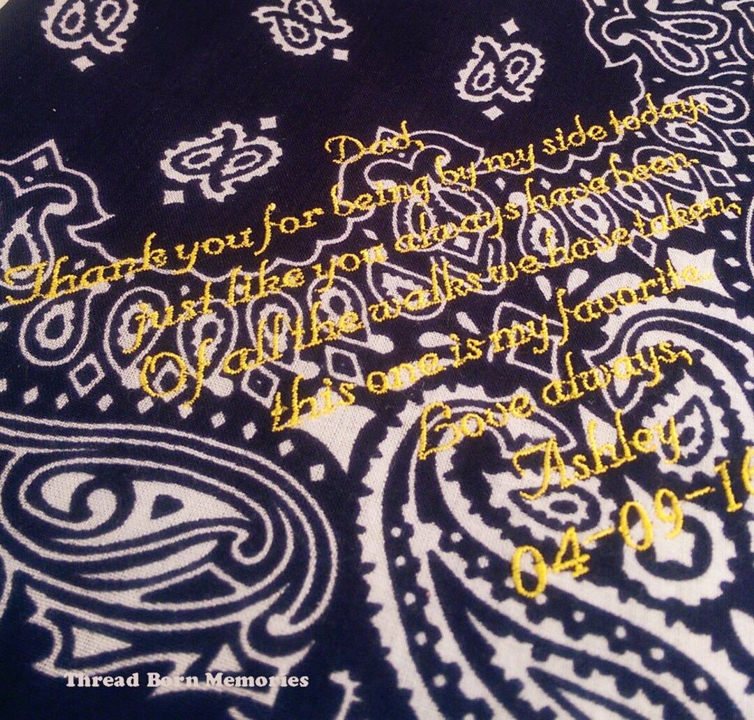 Personalized Embroidered Bandana: Wedding Keepsake, Custom Wording - Etsy