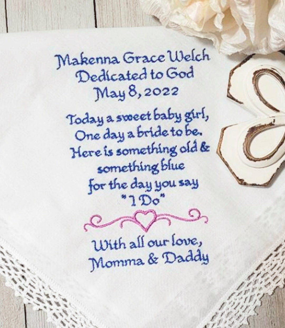 Religious Dedication Keepsake Handkerchief, Baptism Keepsake ...