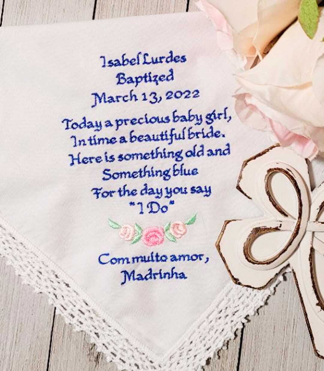 Baby Girl Baptism Gift Baptism Handkerchief, Baptism Keepsake ...